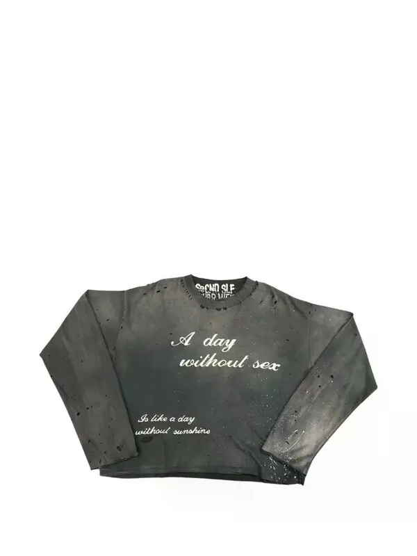 SECND SLF Distressed Slogan-print T-shirt