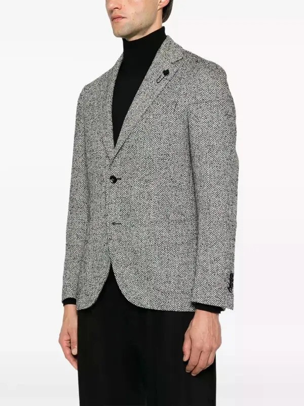 LARDINI Iconic Herringbone-pattern Blazer
