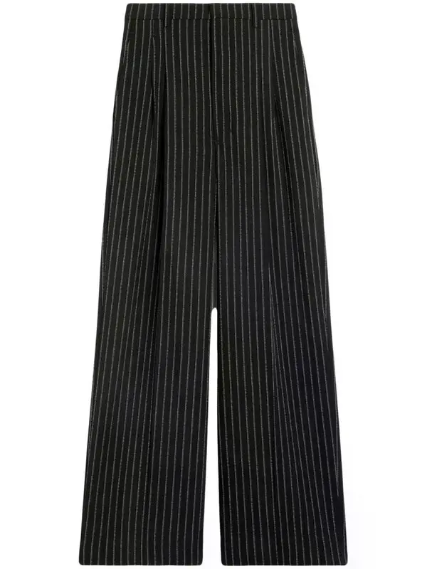 AMI Paris Wide-leg Virgin-wool Trousers - Black