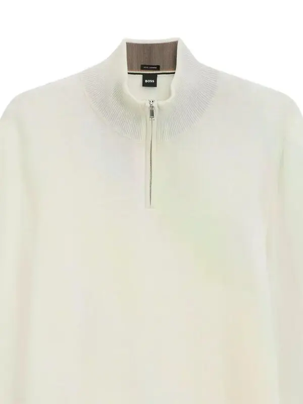BOSS Quarter-zip Ribbed-trim Sweater