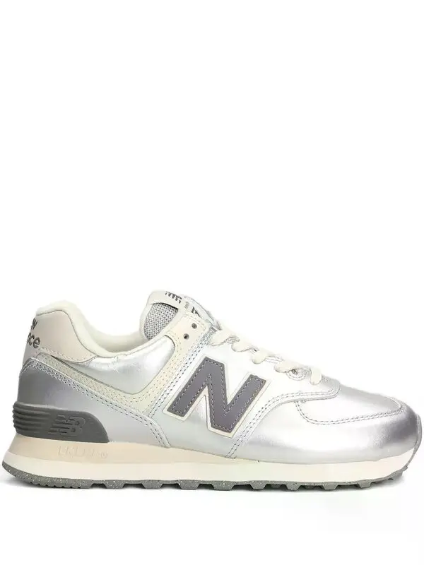NEW BALANCE 574 Lace-up Leather Sneakers - Silver