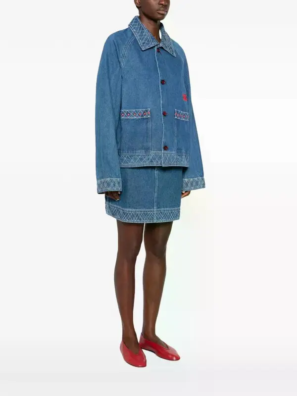 BODE Embroidered Denim Jacket