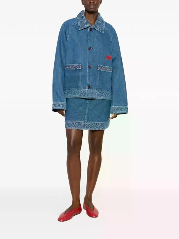 BODE Embroidered Denim Jacket