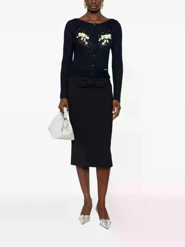 SHUSHU/TONG Beaded Floral-embellished Cardigan - Blue