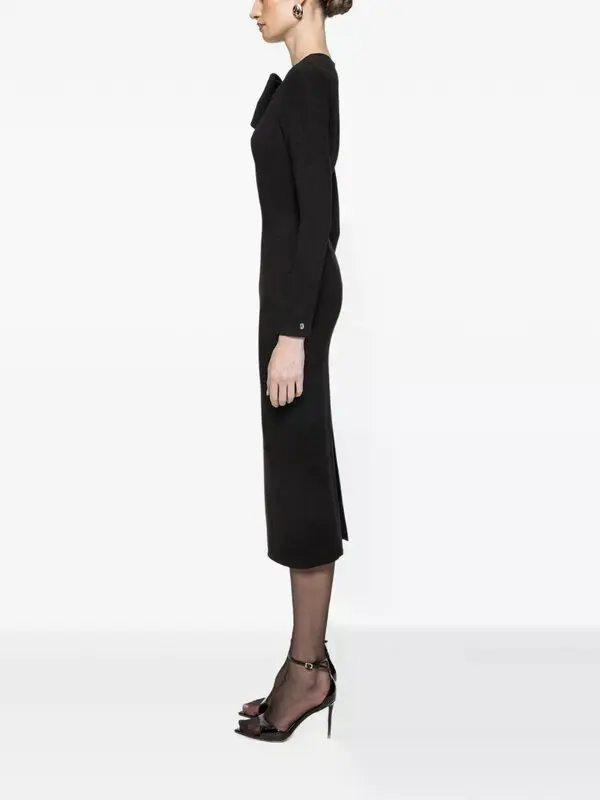 NISSA Lurex Crepe Bow-detail Midi Dress