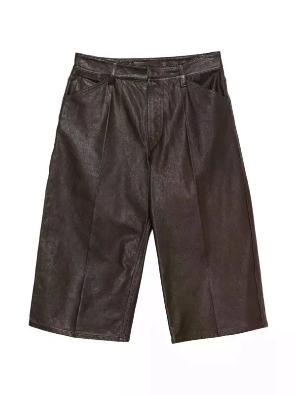 LEMAIRE Leather Shorts - Brown