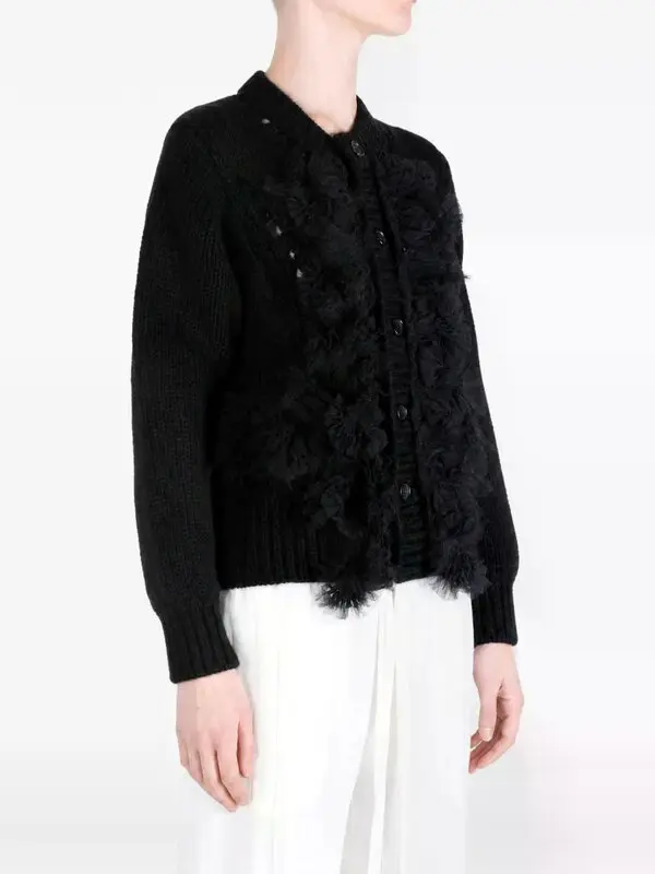 COMME DES GARÇONS TAO Ruffle-trimmed Chunky-knit Cardigan