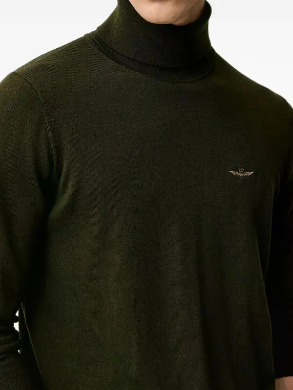AERONAUTICA MILITARE Logo-embroidered Roll-neck Sweater
