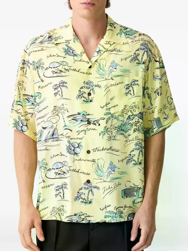 WACKO MARIA Graphic-print Short-sleeve Shirt - Yellow
