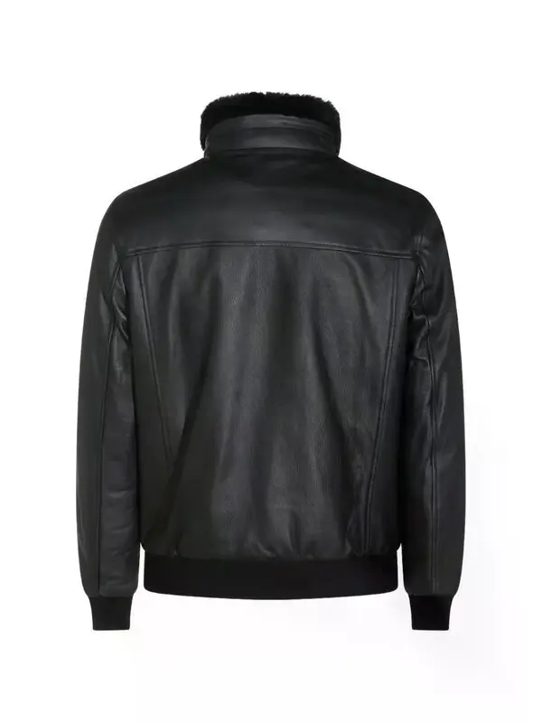 MOORER Shearling-collar Leather Jacket