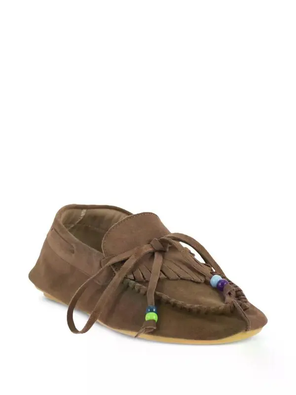 ANNIEL Fringed Beaded Loafers