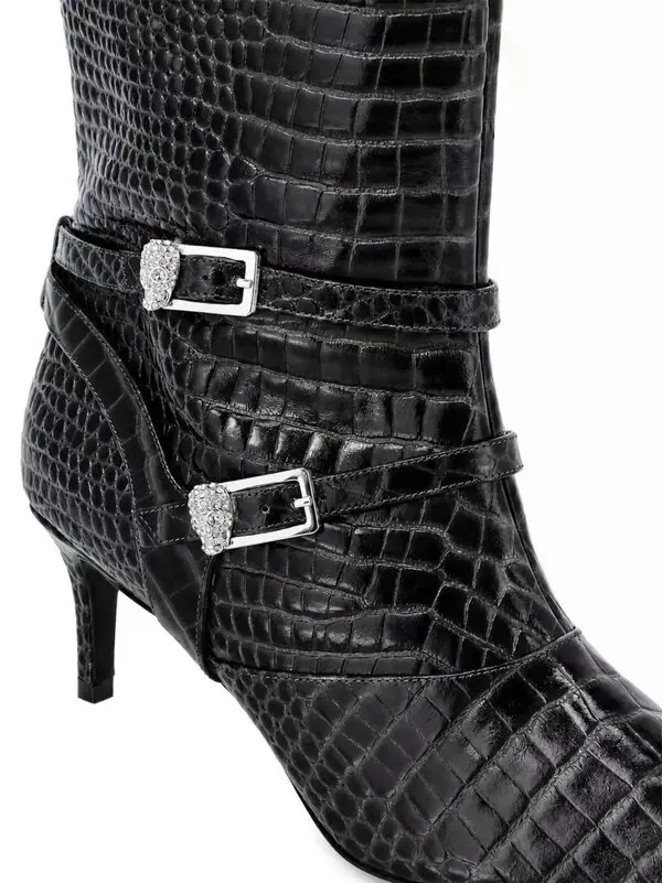 Philipp Plein Croc-effect Buckled Knee-high Boots