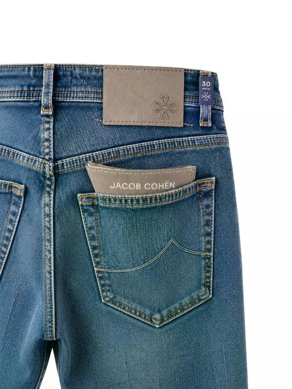 Jacob Cohen Logo-embroidered Faded-effect Jeans - Blue