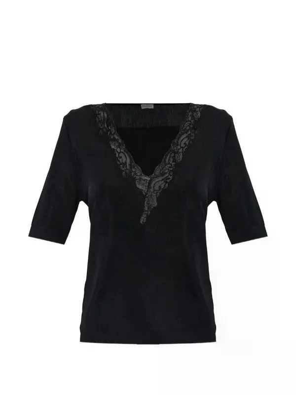 Balmain Lace-trim V-neck Blouse - Black