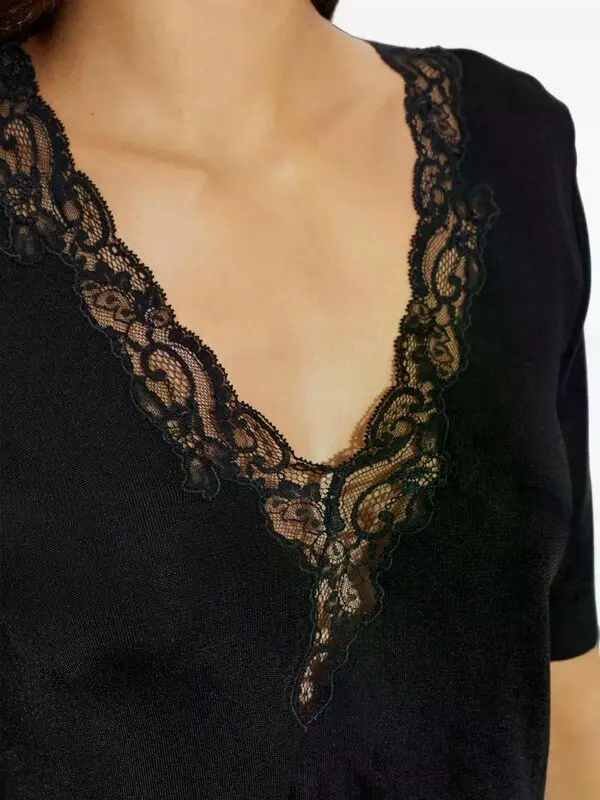 Balmain Lace-trim V-neck Blouse - Black