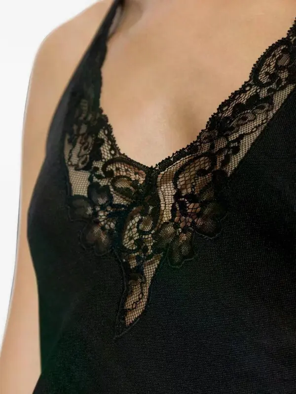 Balmain Lace-trim V-neck Dress - Black