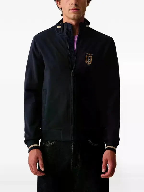 AERONAUTICA MILITARE Embroidered Zip-up Sweater