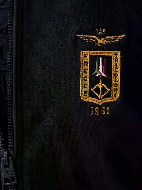 AERONAUTICA MILITARE Embroidered Zip-up Sweater