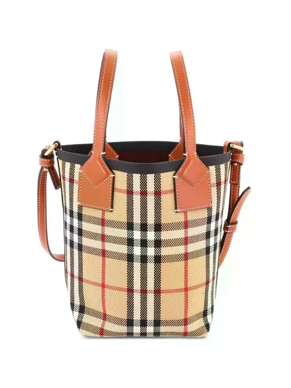 Burberry London Tote Vintage Check Canvas Mini Shoulder Bag - Brown