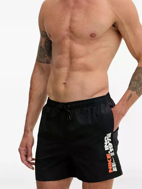 Nike Logo-print Drawstring-waistband Swim Shorts - Black