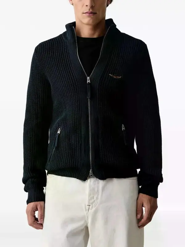AERONAUTICA MILITARE Zip-up Ribbed-knit Cardigan