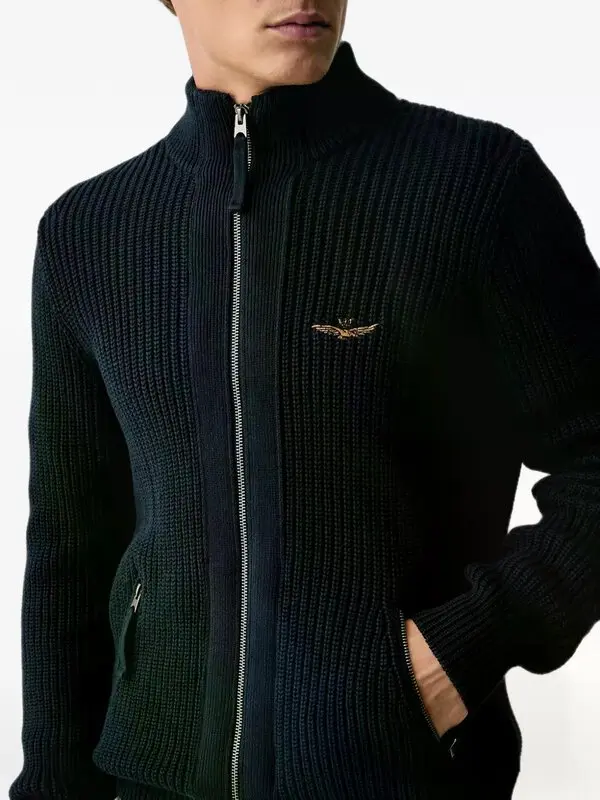 AERONAUTICA MILITARE Zip-up Ribbed-knit Cardigan