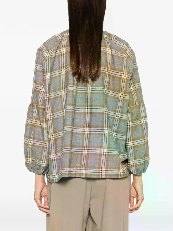 A.SHIRT MILANO Marella Check-pattern Puff-sleeve Blouse