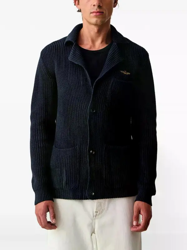 AERONAUTICA MILITARE Ribbed-knit Patch-pocket Cardigan