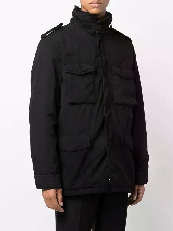 Aspesi Cargo-pocket Hooded Coat - Black