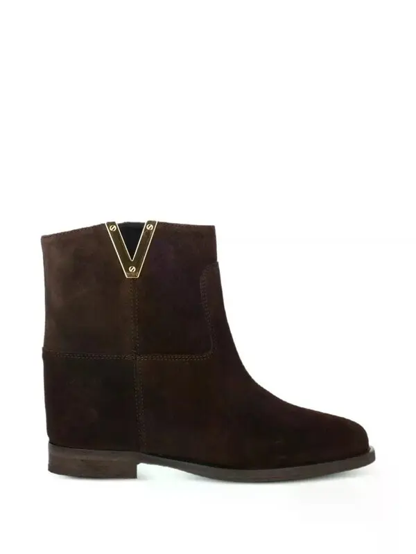 VIA ROMA 15 V-shaped Suede Ankle Boots - Brown