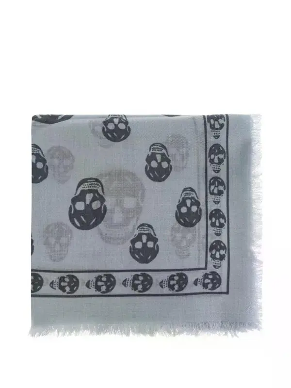 Alexander McQueen Skull-print Raw-edge Scarf