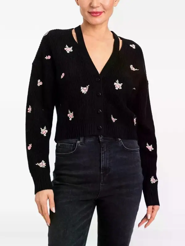 TWINSET Floral-embroidered Cut-out Cardigan