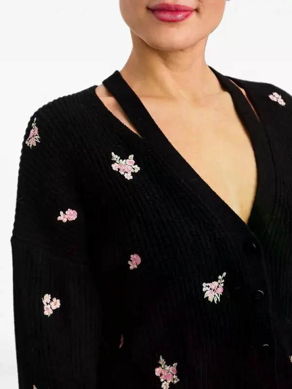 TWINSET Floral-embroidered Cut-out Cardigan