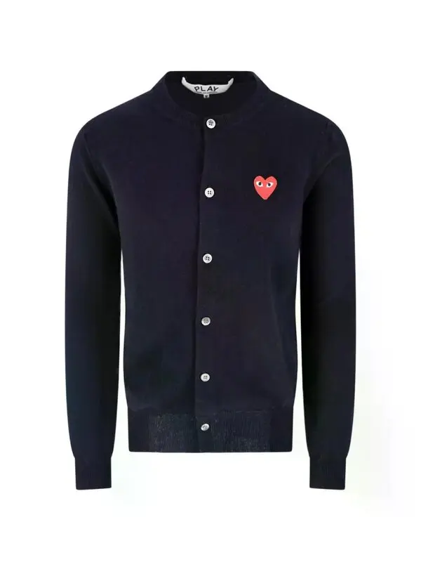 Play Comme Des Garcon Heart Patch Wool Cardigan