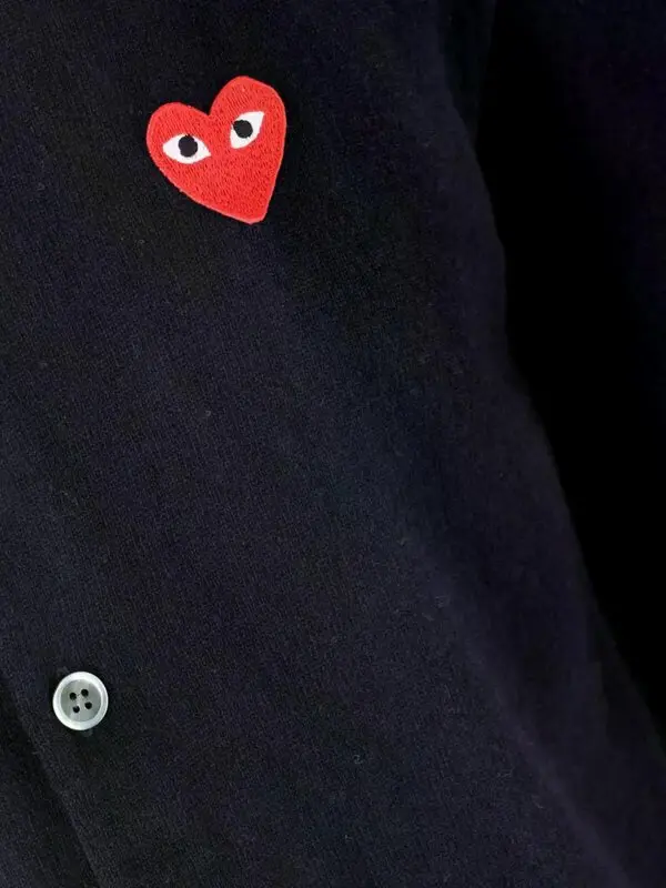 Play Comme Des Garcon Heart Patch Wool Cardigan