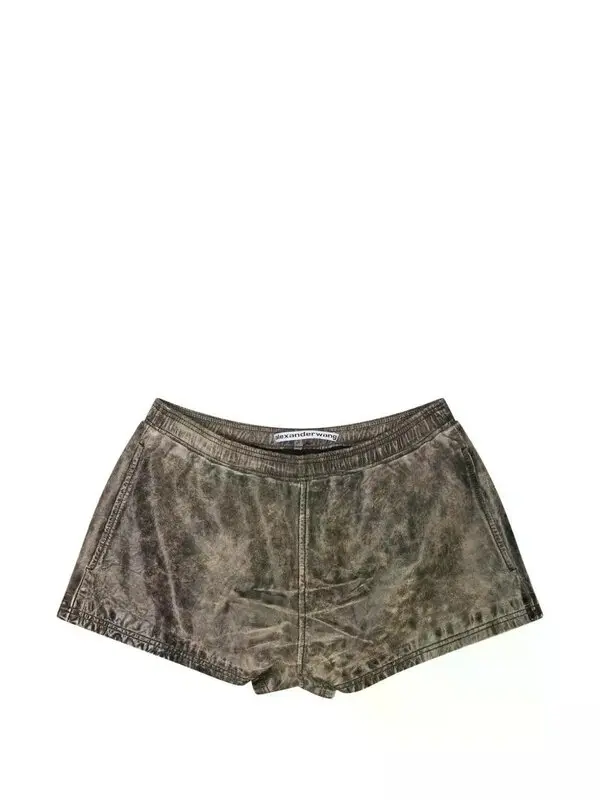 Alexander Wang Elasticated-waistband Leather Shorts - Brown