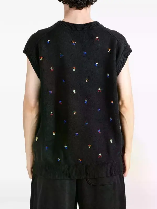 VOWELS Embroidered V-neck Vest