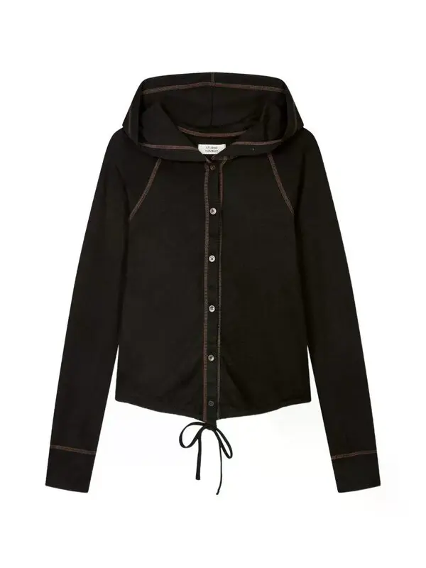 STUDIO TOMBOY Contrast-stitch Drawstring Cardigan