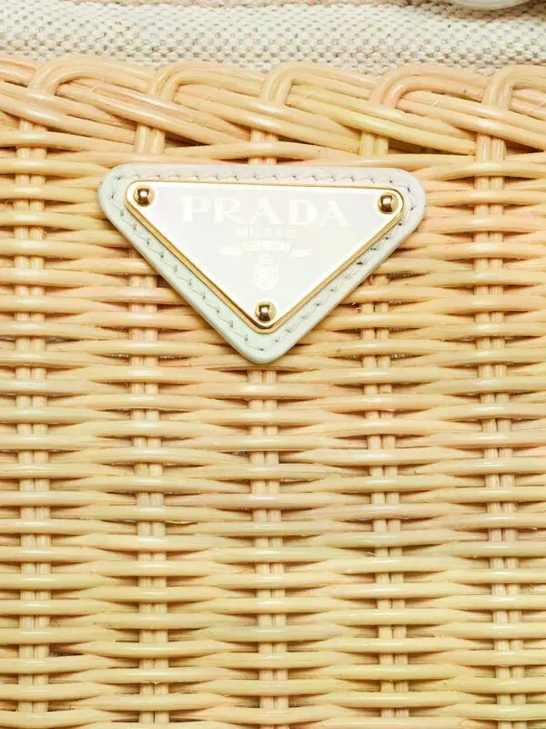 Prada Mini Wicker Canvas Tote Bag