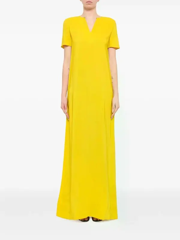 LANVIN V-neck Short-sleeve Maxi Dress - Yellow
