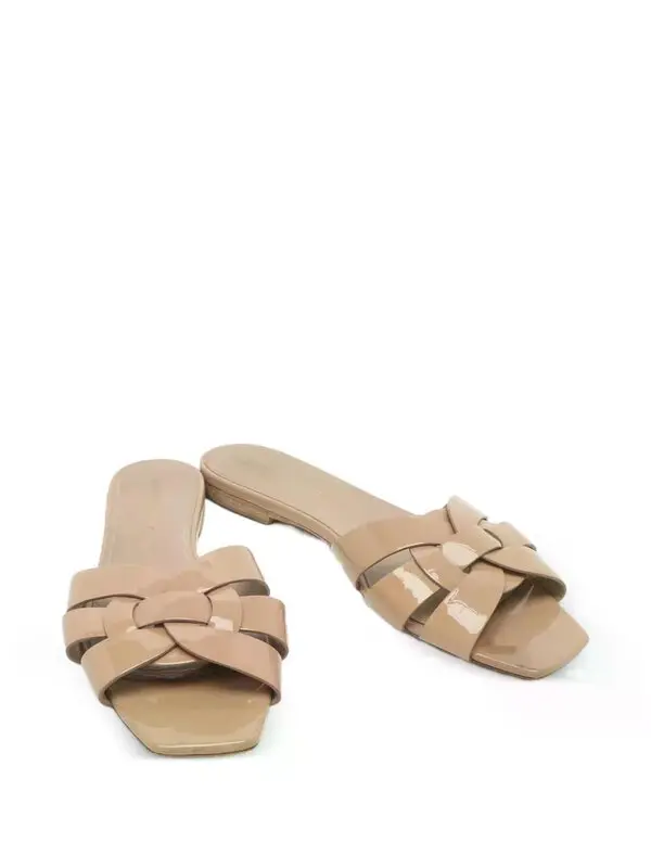 Saint Laurent Tribute Leather Sandals - Neutrals