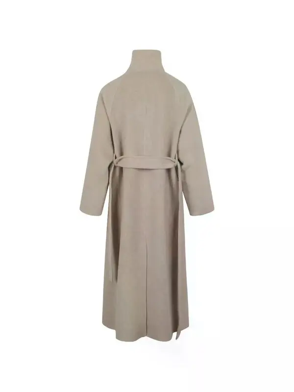 JOVONNA Belted Asymmetric-fastening Coat - Neutrals