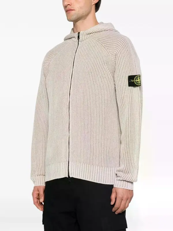 Stone Island Ribbed-knit Zip-up Cardigan