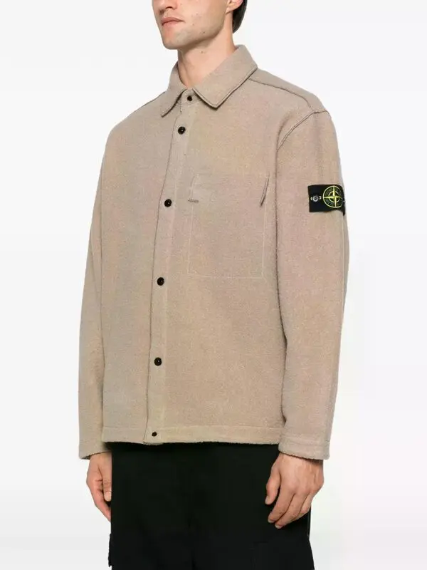 Stone Island Logo-patch Button-up Shirt - Neutrals