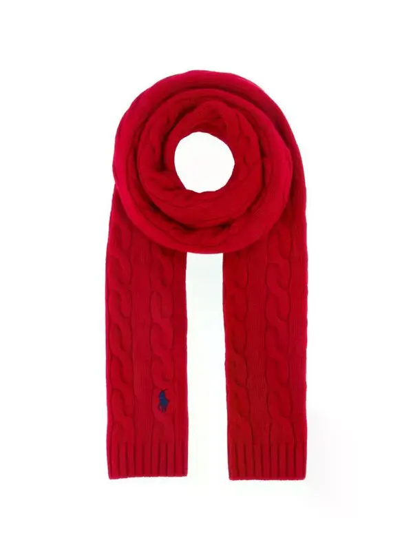 Polo Ralph Lauren Cable-knit Embroidered-logo Scarf