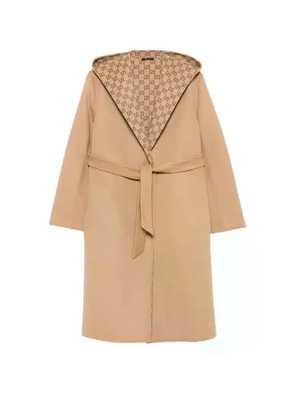 Gucci Reversible Gg Silk Wool Blend Coat