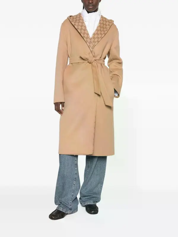 Gucci Reversible Gg Silk Wool Blend Coat