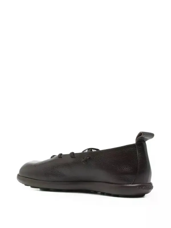 WONDERS Lace-up Grained Leather Ballet Flats