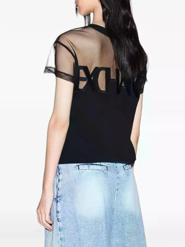 Armani Exchange Tulle-panelled Logo-patch T-shirt