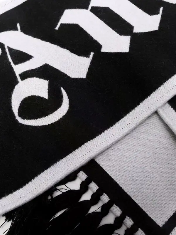 Palm Angels Fringed Logo-knit Scarf
